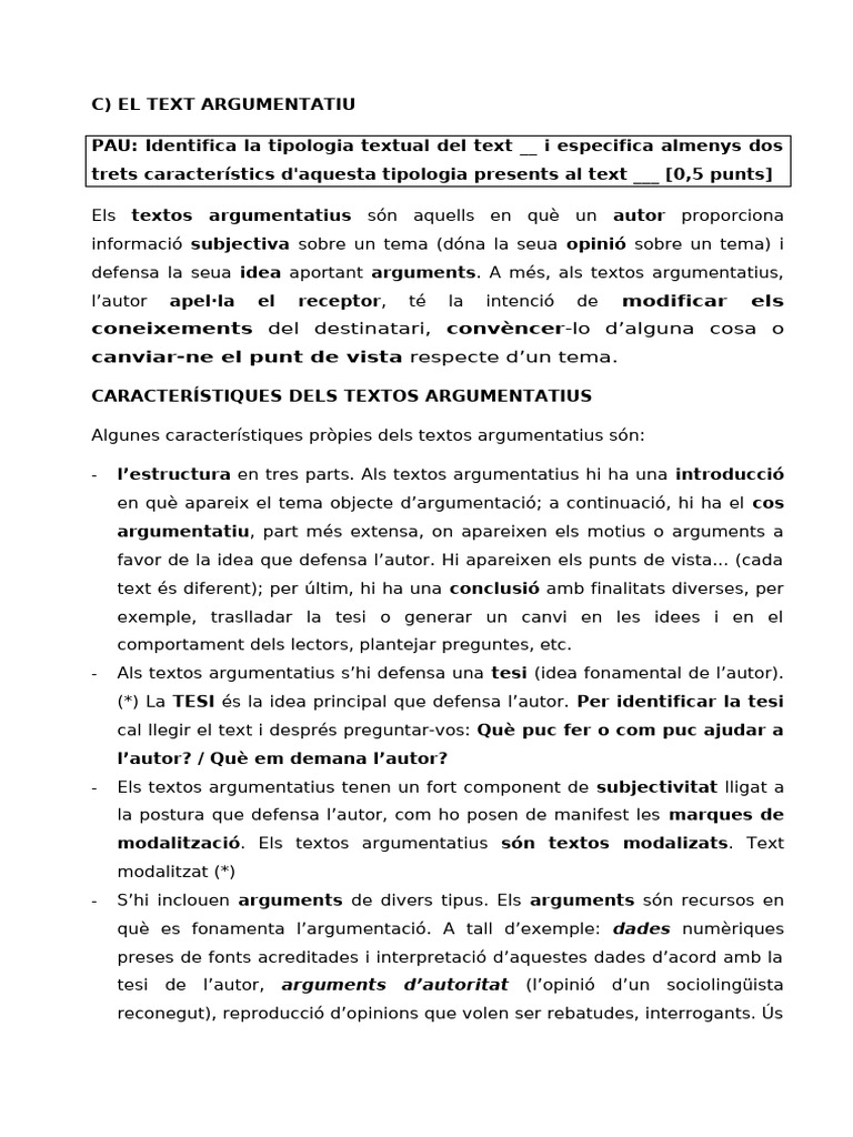 EL TEXT ARGUMENTATIU I MODALITZACIÓ-aules | PDF