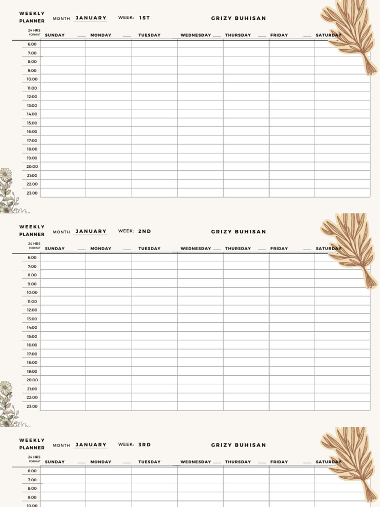 Beige Minimalist Weekly Planner Calendar | PDF