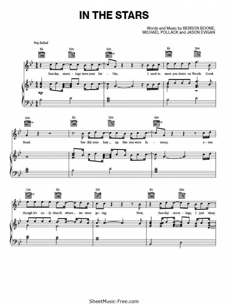 In the Stars Sheet Music Benson Boone SheetMusic Free.com | PDF
