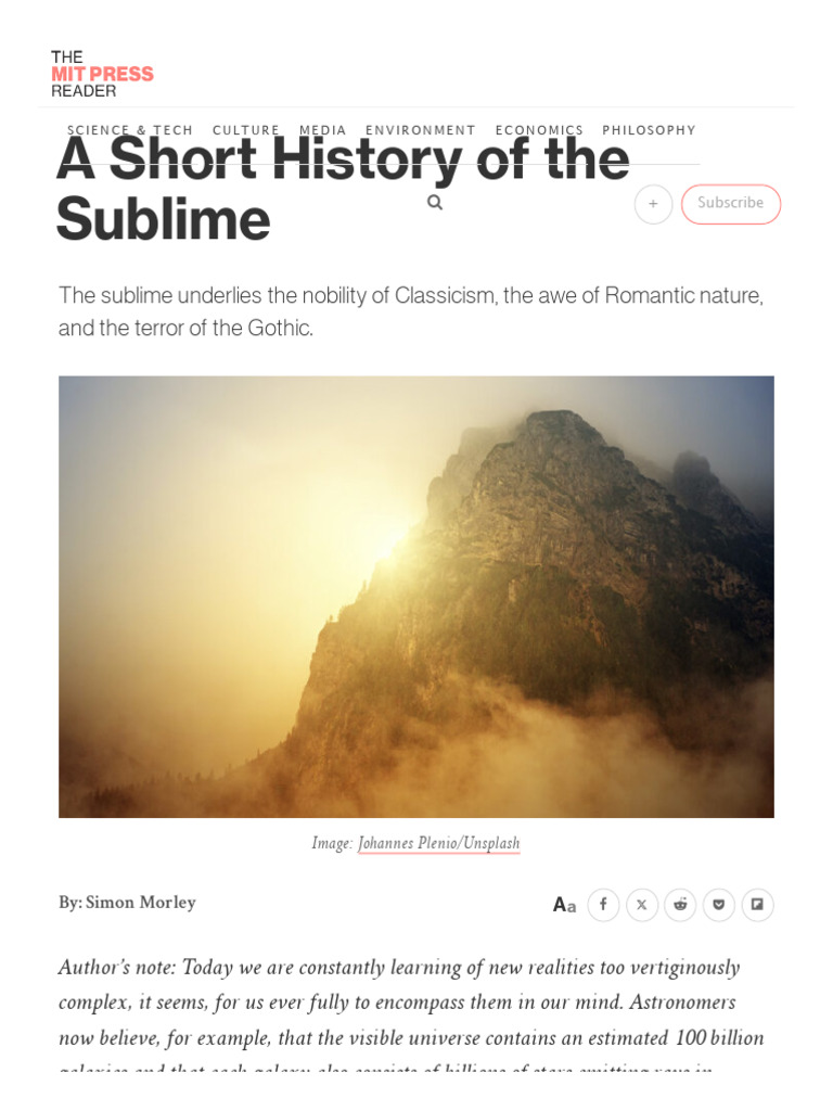 A Short History of The Sublime - The MIT Press Reader | PDF | Experience | Immanuel Kant