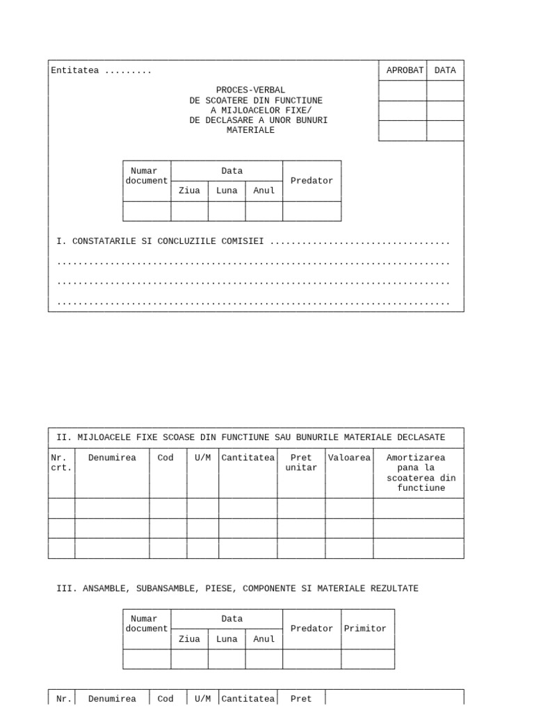 Model PV de Scoatere Din Functiune A Mijloacelor Fixe | PDF