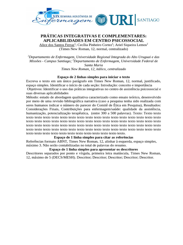 Template para o Resumo Simples | PDF