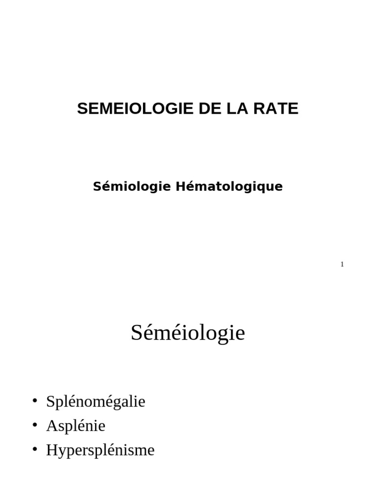 Sémiologie de la Rate et Hypersplénisme | PDF | Rate | Médecine clinique