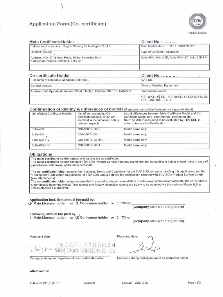 (CSI) Authorization for IEC 40~60KW (Co-certificate)-01 | PDF