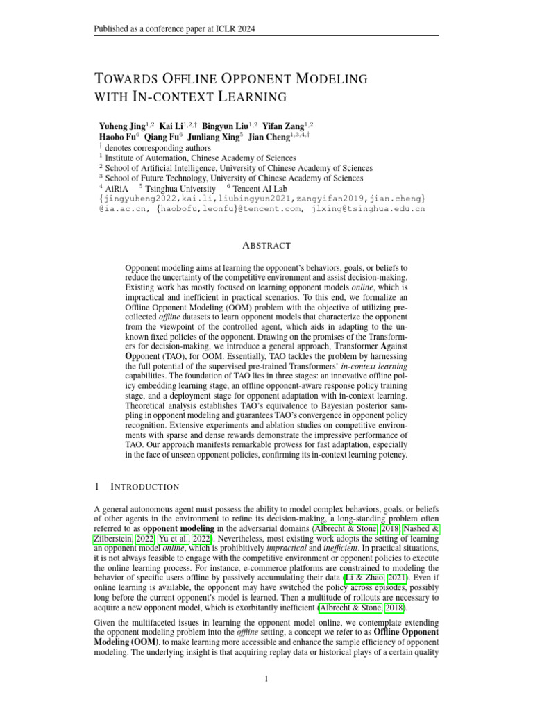 40 Towards Offline Opponent Model | PDF | Learning | Pi