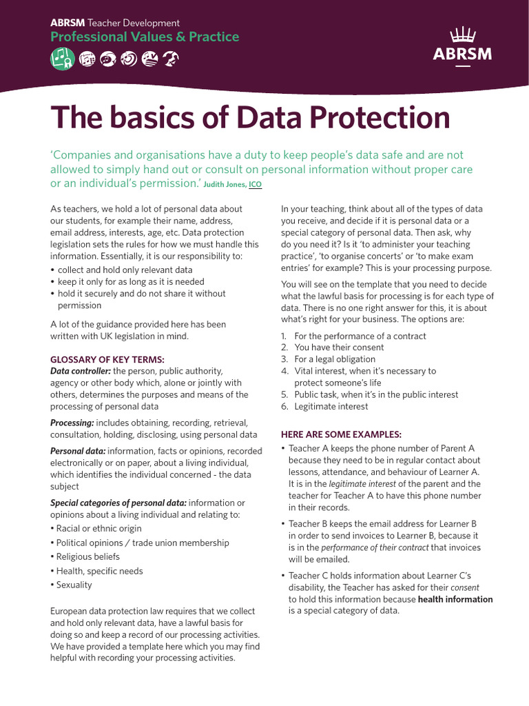 PVP10.5 Basis of Data Protection | PDF | Privacy | Information Privacy