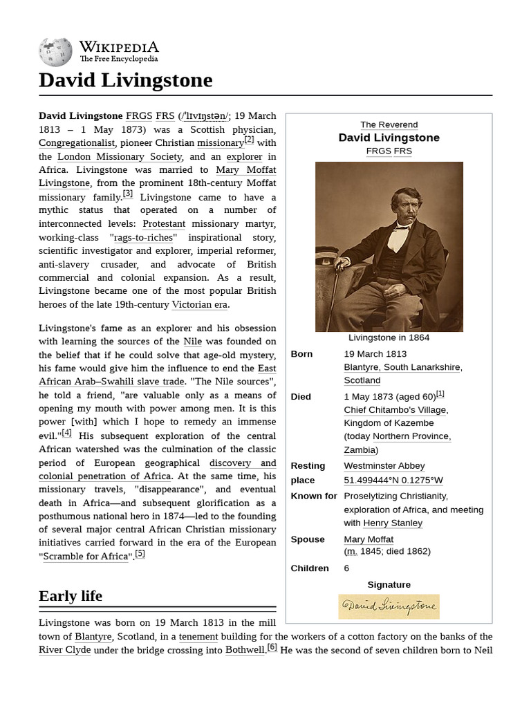 David Livingstone Pdf David Livingstone