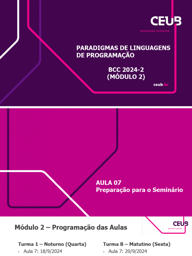 Paradigmas de Linguagens de Programação 2024 - Módulo 2 | PDF | Bancos ...
