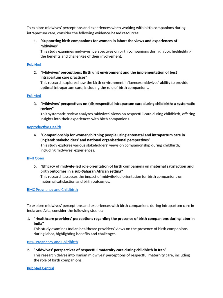 Research - Birth Companion | PDF | Childbirth | Midwife