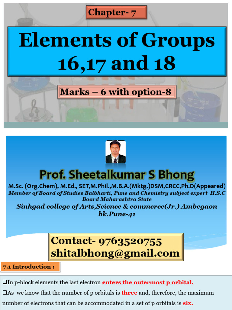 Overview of Groups 16, 17, and 18 Elements | PDF | Chlorine | Sulfuric Acid