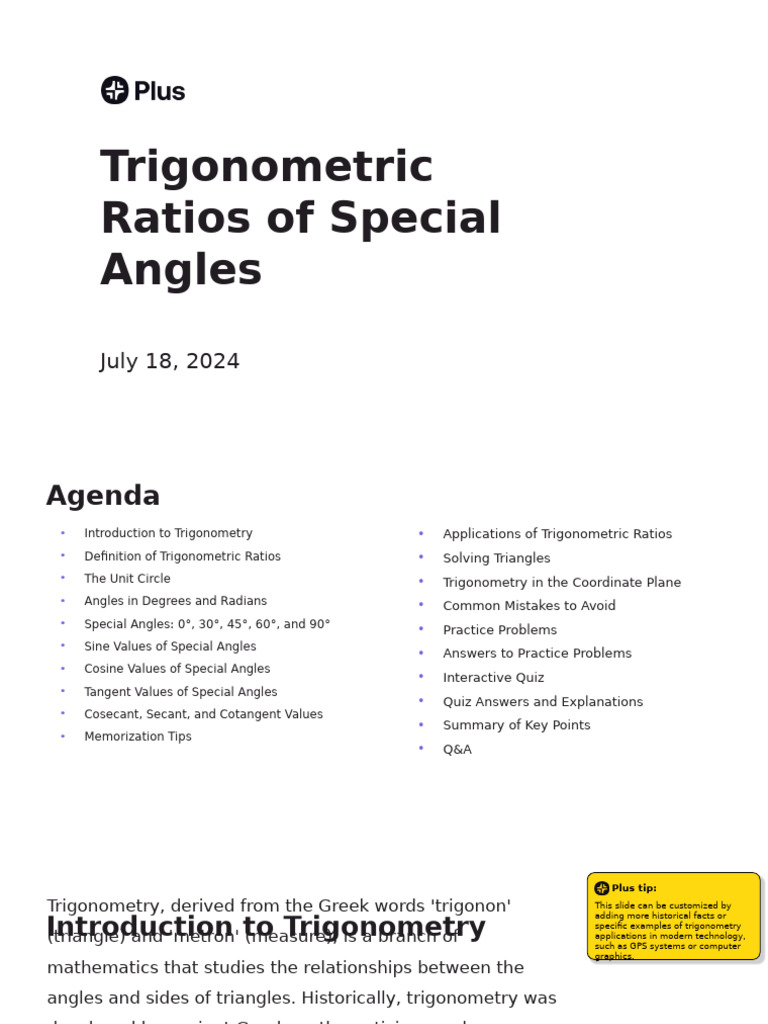 MATH9 Q4 2 WK1-2 Trigonometric Ratios of Special Angles | PDF | Trigonometric Functions ...