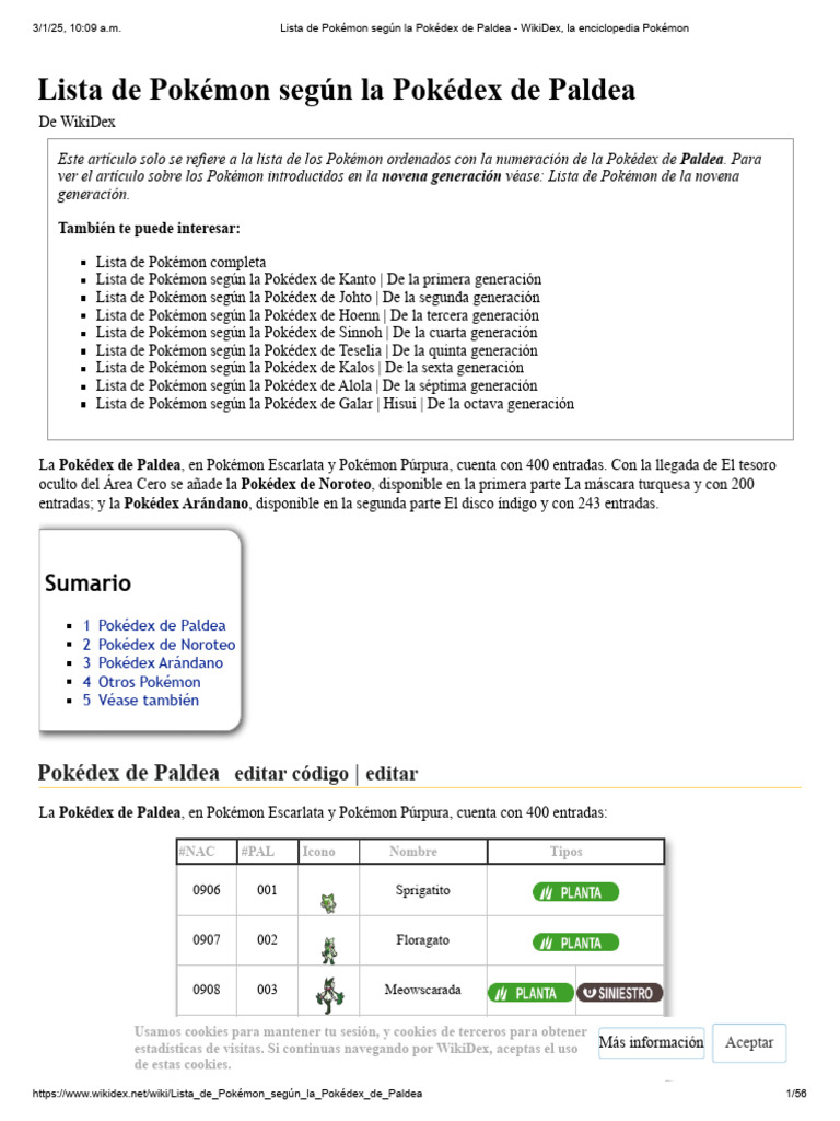 Pokédex de Paldea: Lista Completa | PDF | Videojuegos japoneses de rol ...