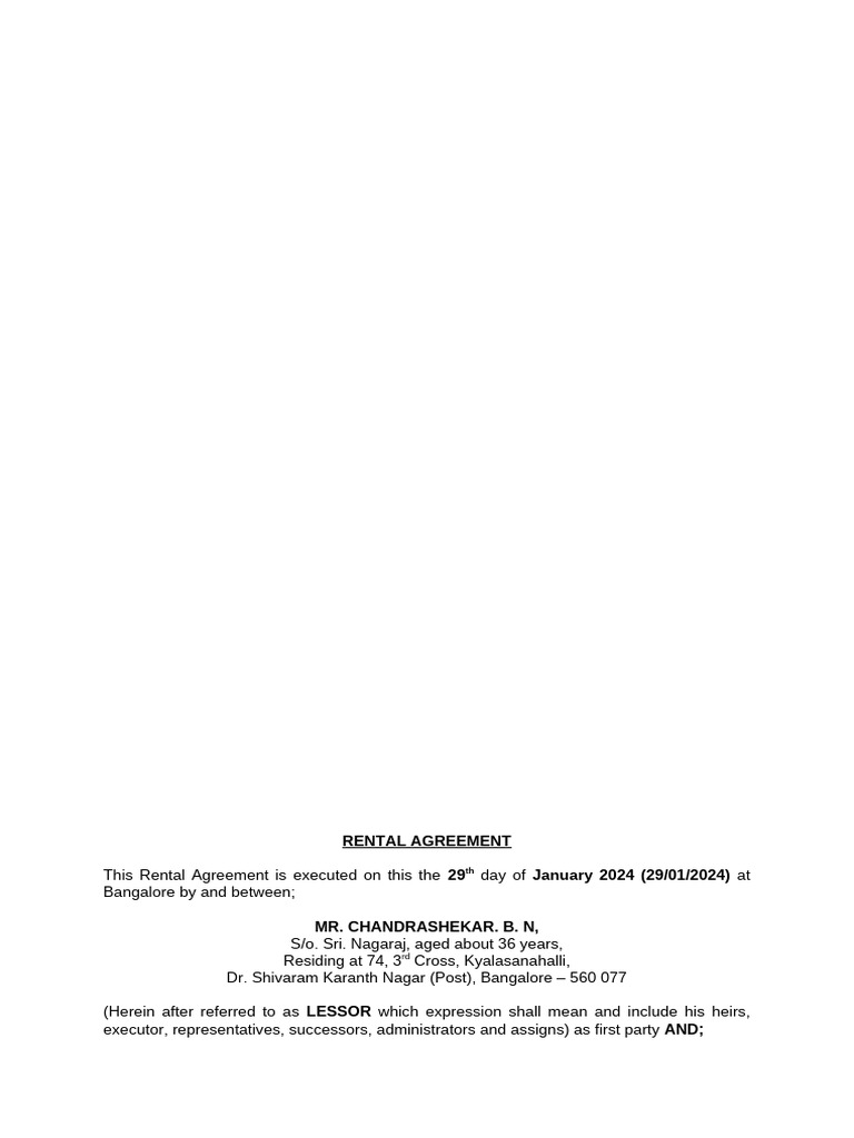 Chandra Shekar & Nikitha | PDF | Lease | Business Law