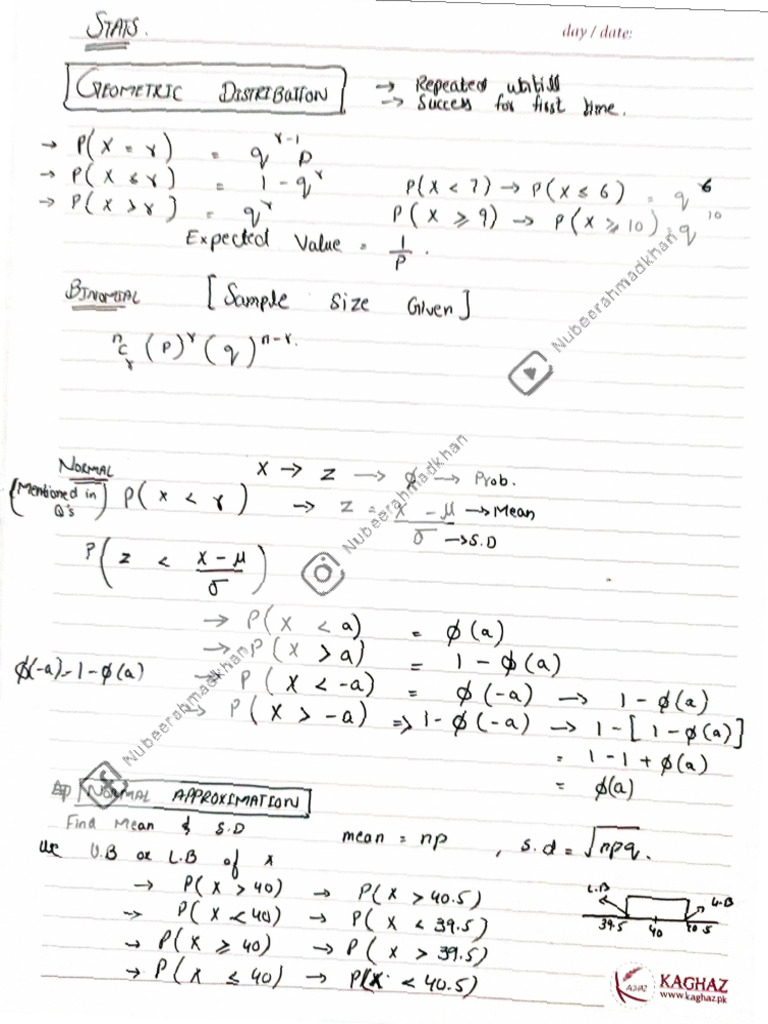 M1 & S1 Formula Sheet | PDF