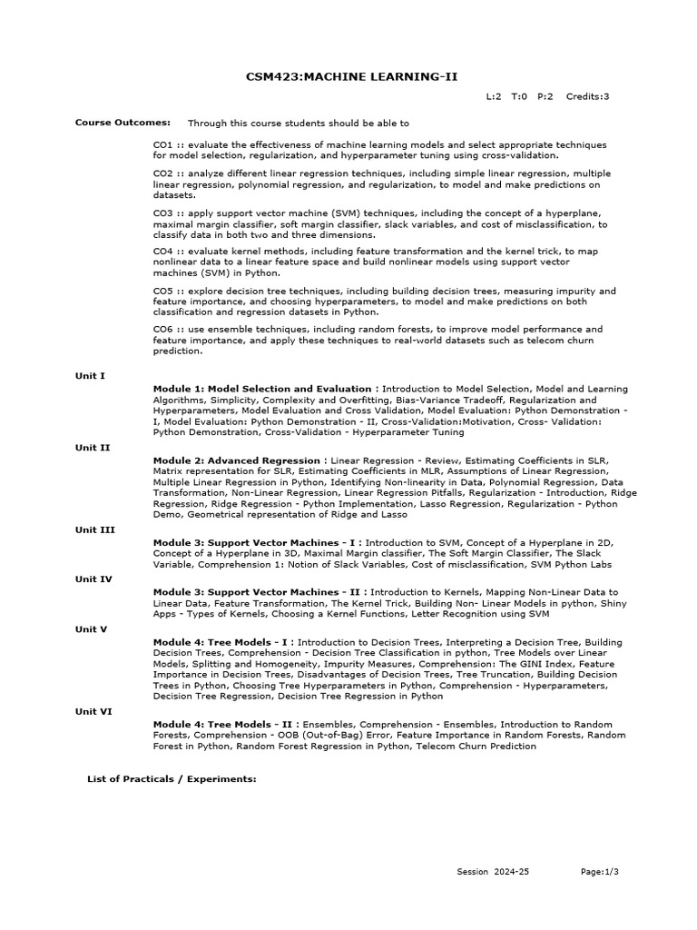 Advanced Machine Learning Techniques | PDF | Support Vector Machine | Cross Validation (Statistics)