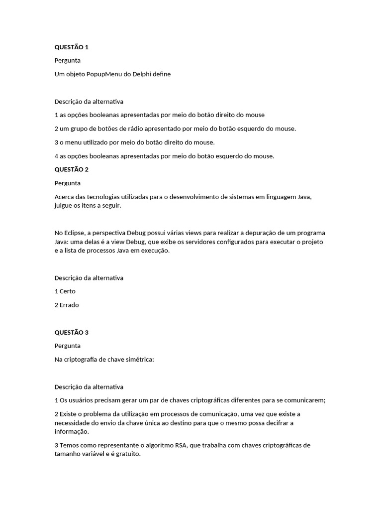 Prova - Desenvolvedor Delphi | PDF | Linguagem de programação | Compilador