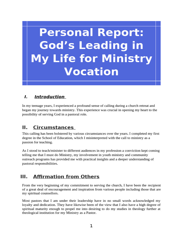 Personal Report | PDF | Religious Belief And Doctrine