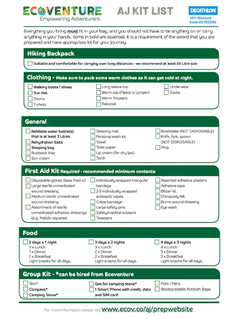 UAE Expedition Kit List - 2023 - September | PDF