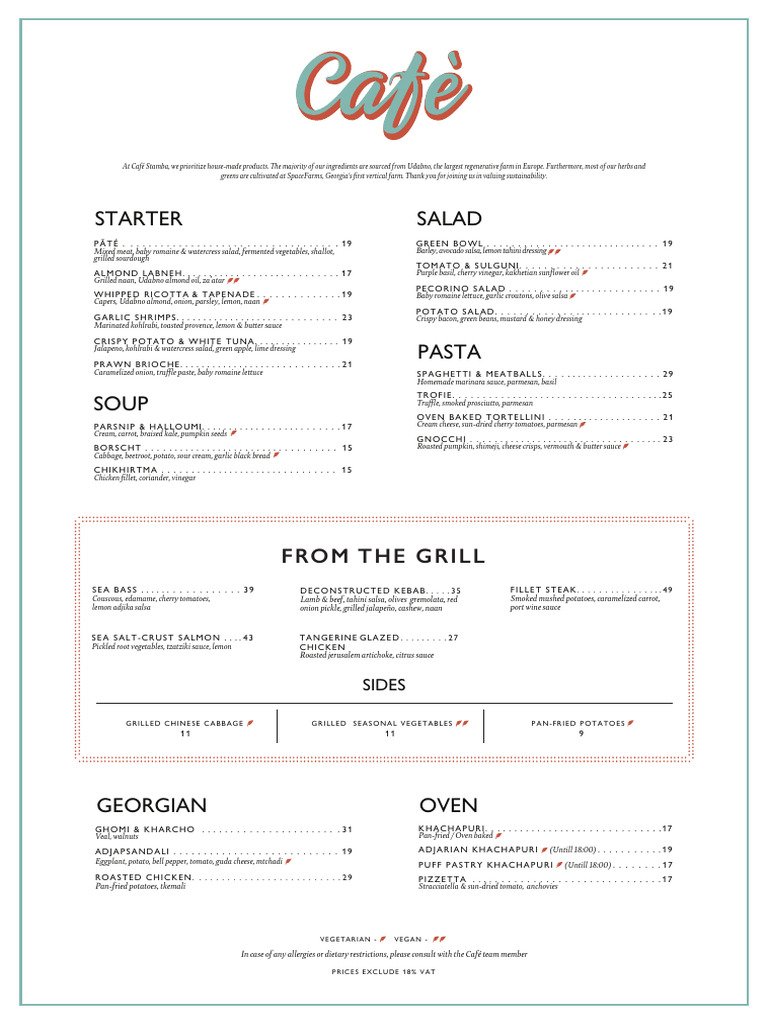 Cafe_Stamba_Main-Menu_24.05.2024 | PDF | Salad | Pickling