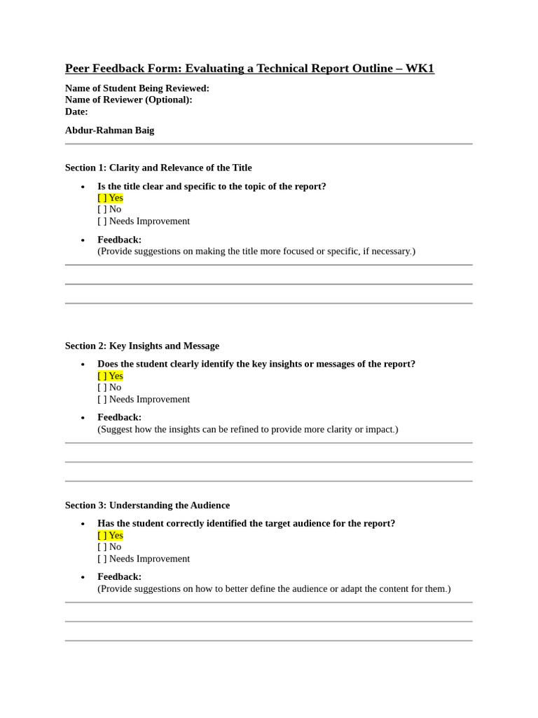 Peer Feedback Form-Day1 | PDF
