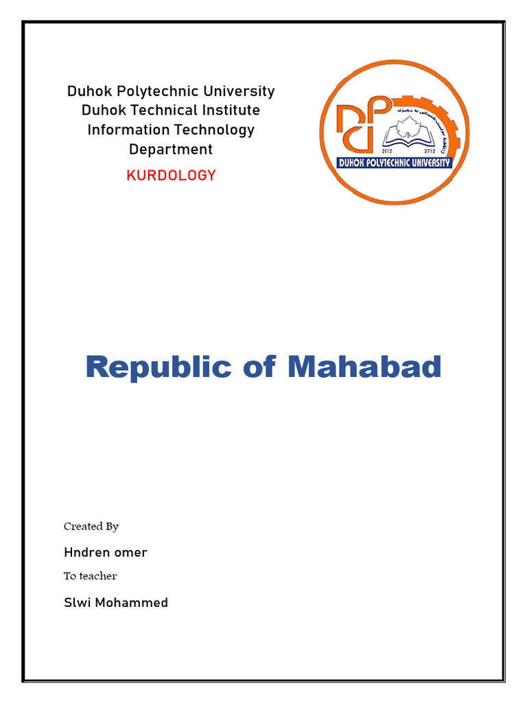 Republic of Mahabad: Duhok Technical Institute Information Technology ...