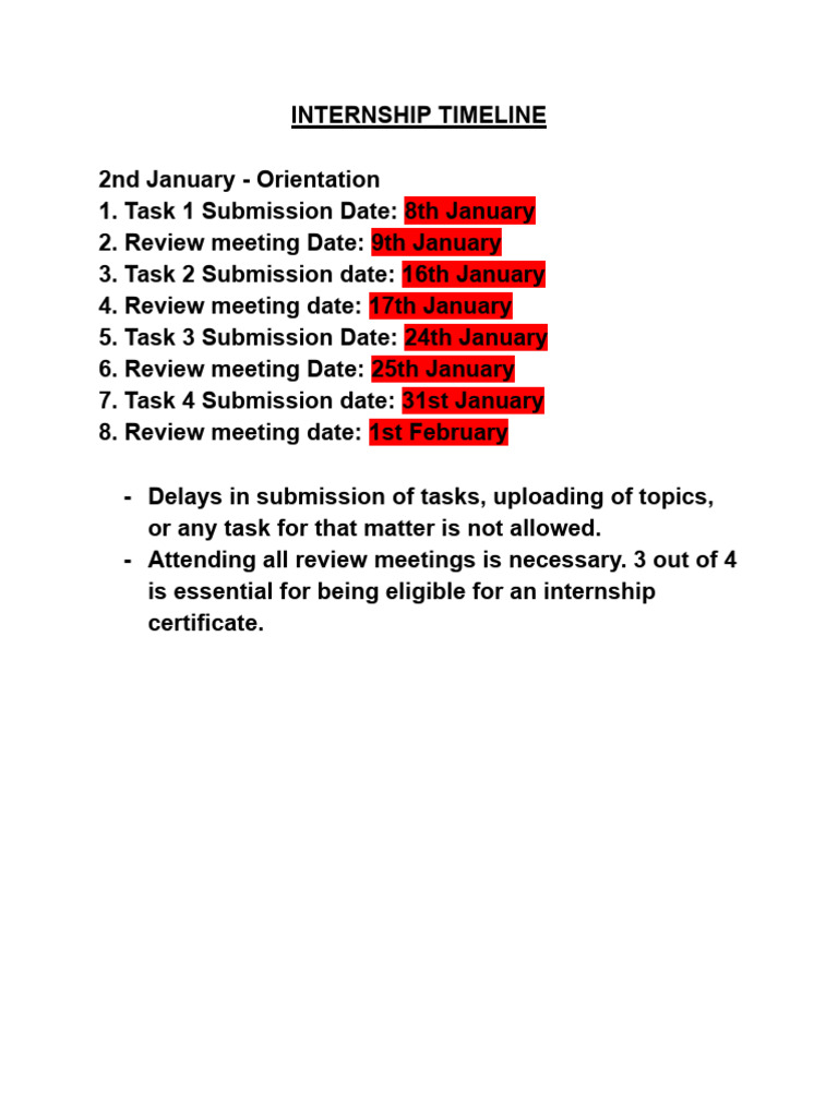 Internship Timeline & Deadlines | PDF