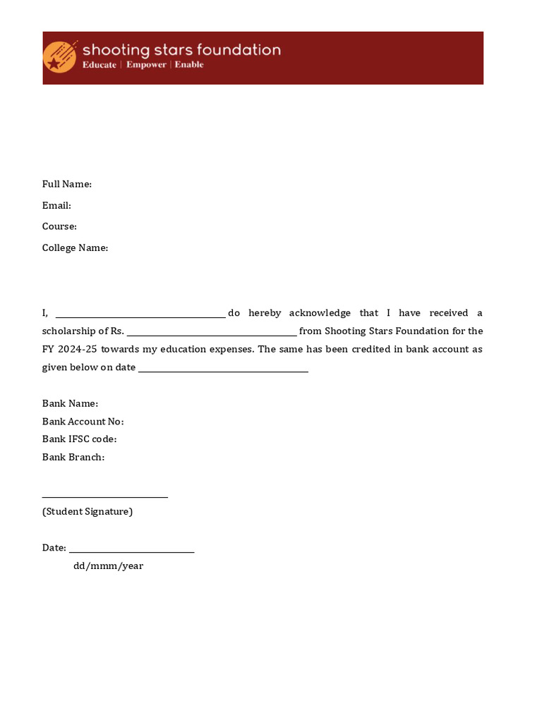 SSF Scholarship Acknowledgement Form | PDF
