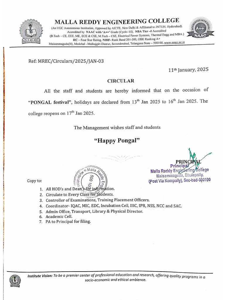 Holiday Circular-2 | PDF