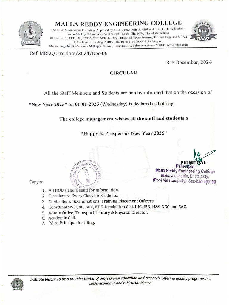 Holiday Circular-1 | PDF