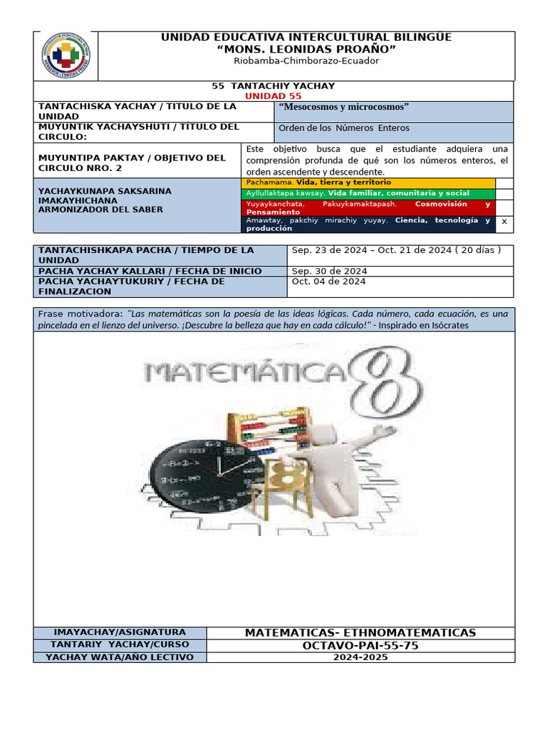 U1-8A-C2 MATEMATICAS | PDF | Entero | Números