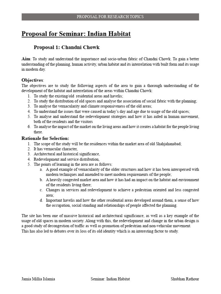 Research Proposals on Indian Habitat | PDF | Natural Environment ...