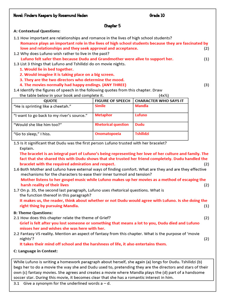 Finders Keepers Chapter 5 - MEMO | PDF | Linguistics | Grammar