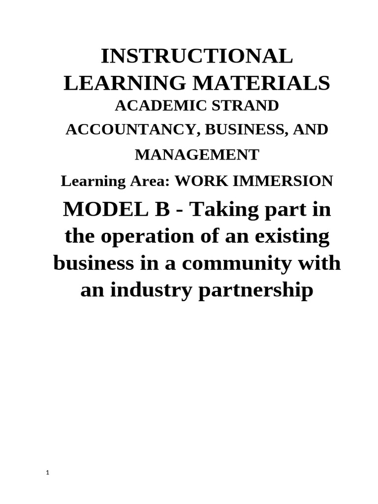 Work Immersion Portfolio for ABM Students | PDF | Learning