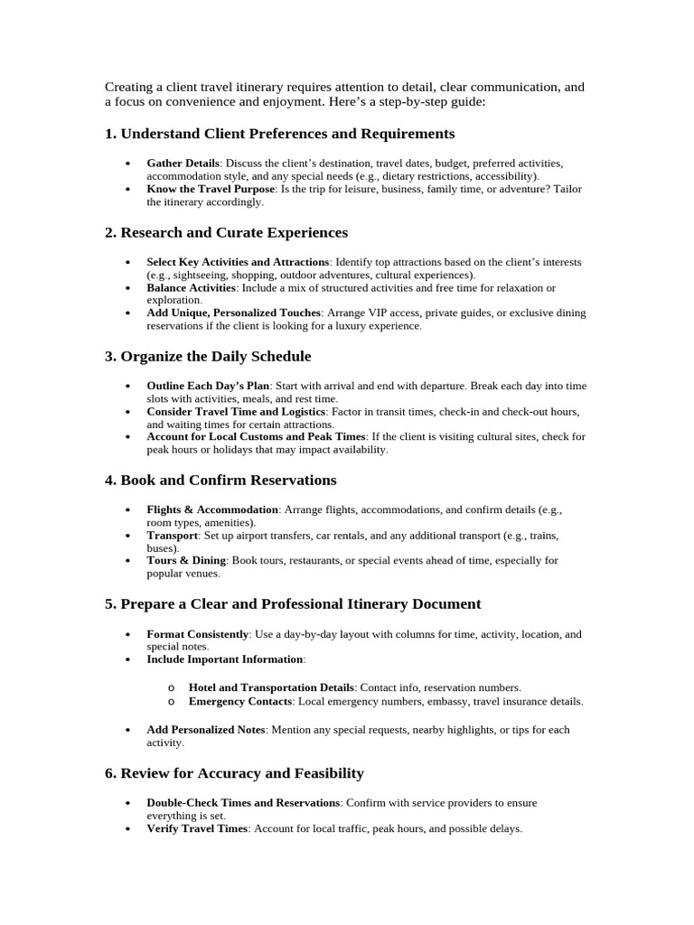 Client Travel Itinerary Guide | PDF | Restaurants