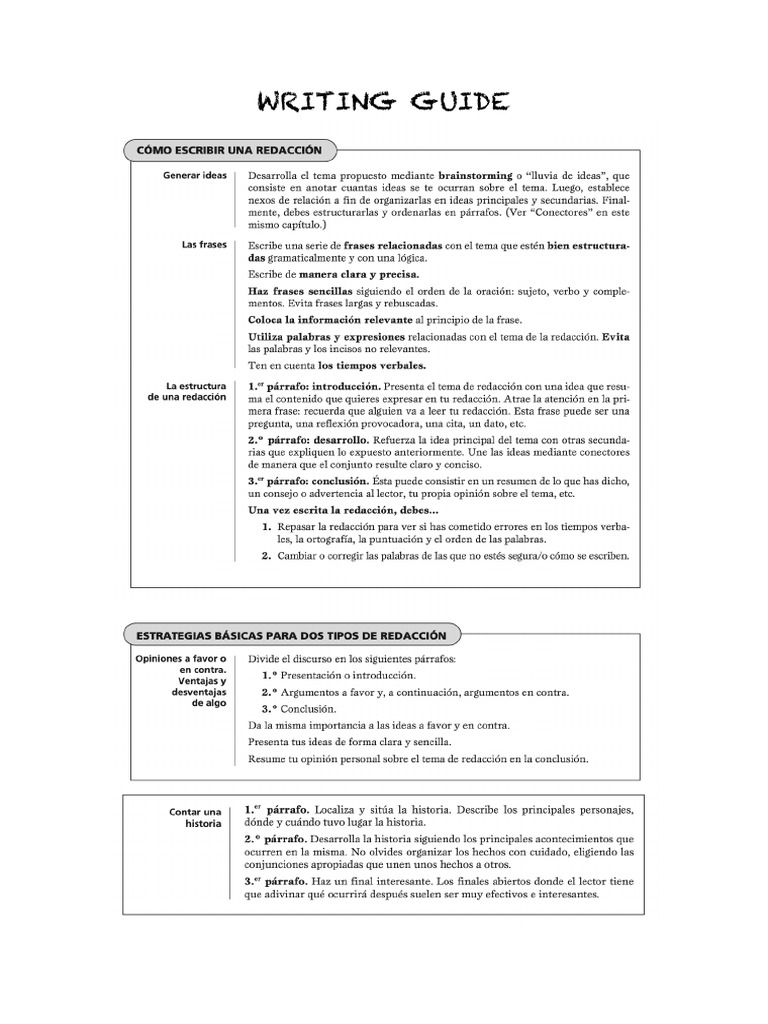 Writing Guide Bachillerato | PDF