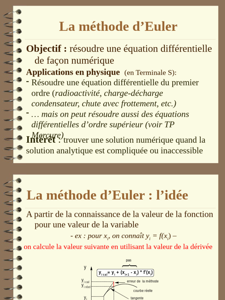 Méthode d'Euler pour Équations Différentielles | PDF | Équation ...