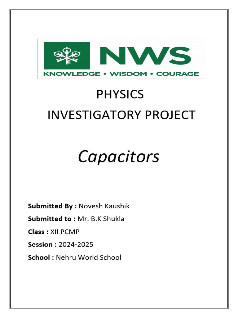 PHYSICS PROJECT FINAL | PDF | Capacitor | Capacitance