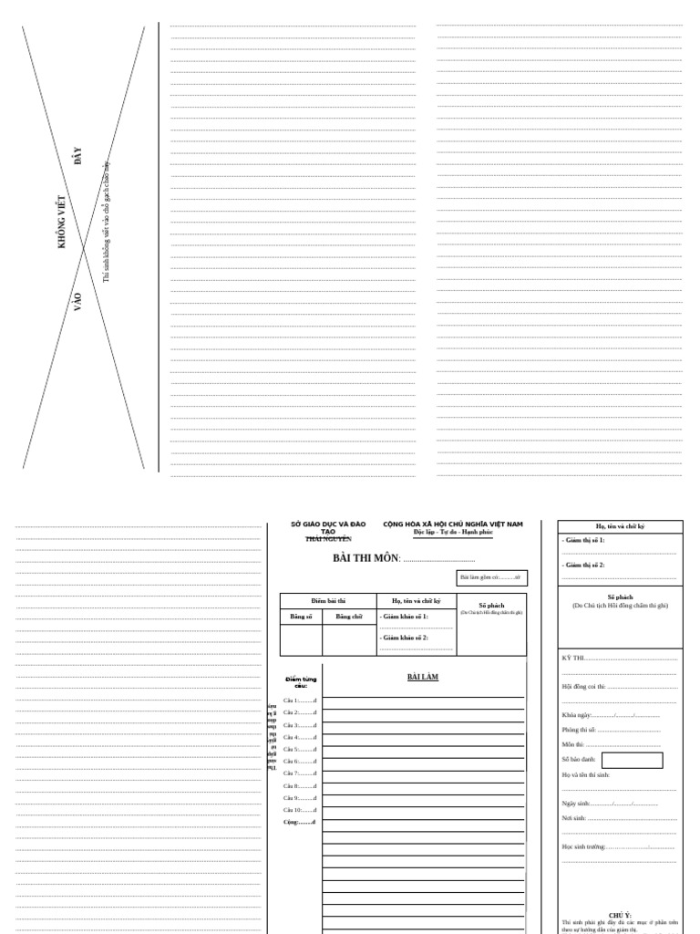 Mau Giay Thi a3 Moi Nhat | PDF