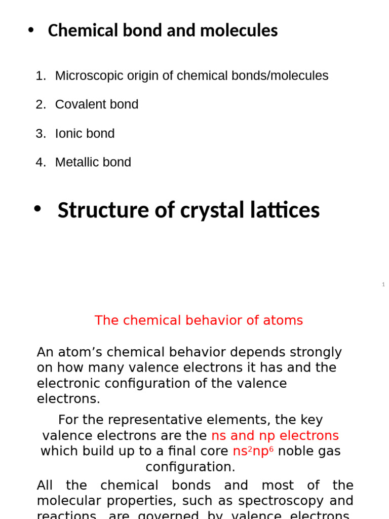 PHY3202 Ch9 Molecule Solid 2024 | PDF | Chemical Bond | Crystal Structure