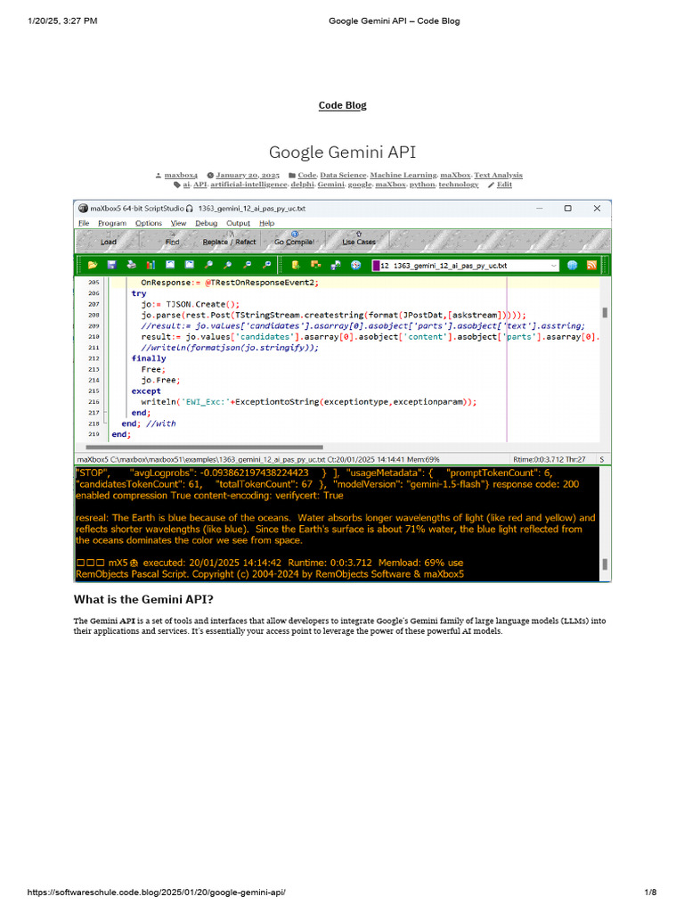 Maxbox Starter136 Google Gemini API | PDF | Scripting Language | Artificial Intelligence