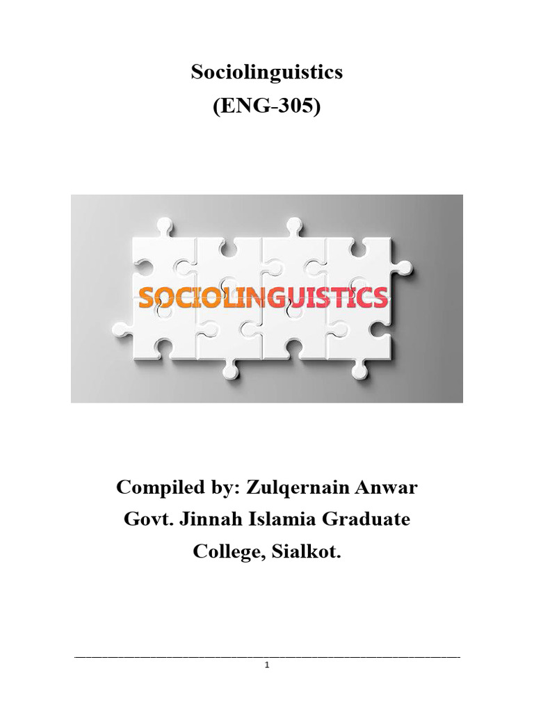 Sociolinguistics (ENG-305) full acc to co | PDF | Multilingualism | Sociolinguistics
