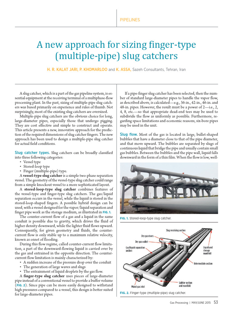 Slug Catcher Multiple Pipe Sizing Finger Type 1737365350 | PDF | Reynolds Number | Liquids
