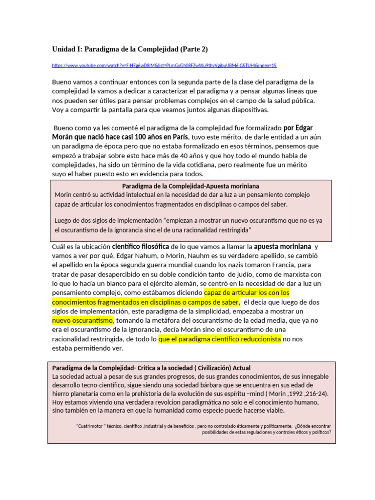 Unidad I Paradigma de La Complejidad Parte II OKK FIN | PDF | Complejidad | Conocimiento