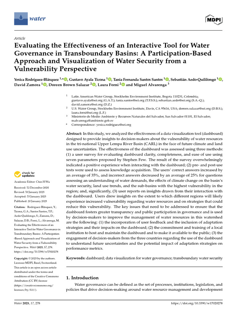 water-17-00278 | PDF | Water Security | Governance