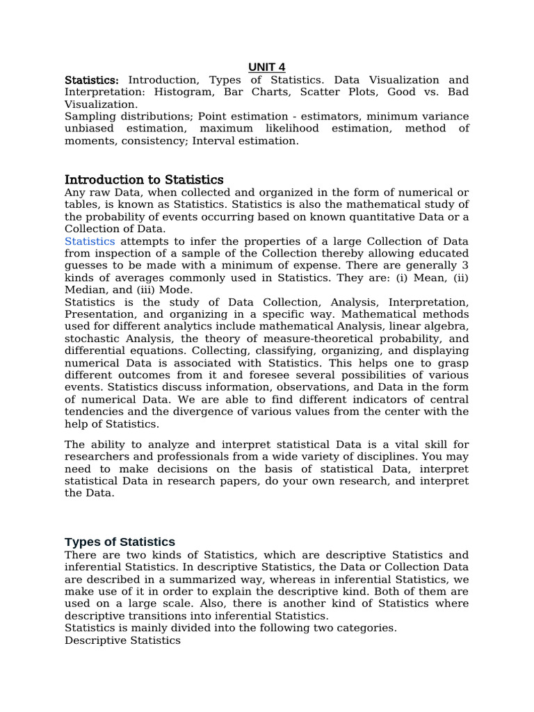 PDS_Unit4 | PDF | Statistics | Descriptive Statistics
