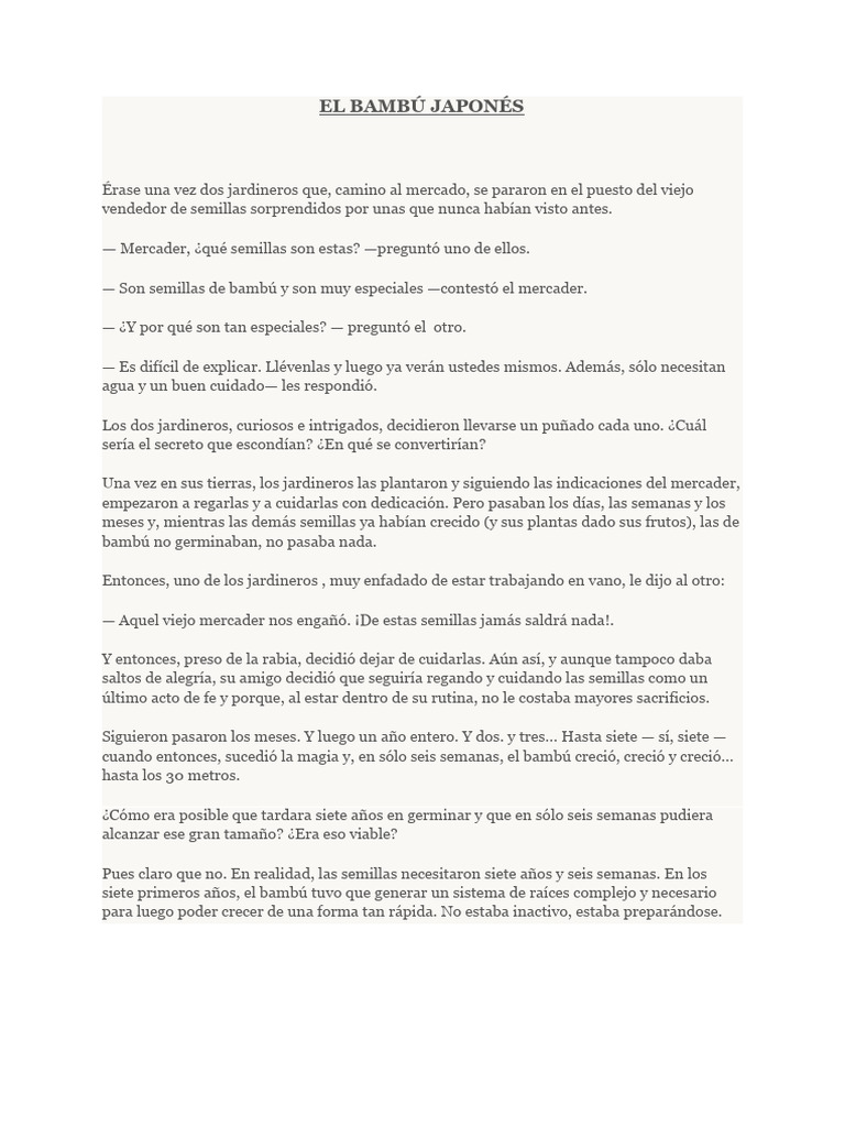 El Crecimiento del Bambú Japonés | PDF