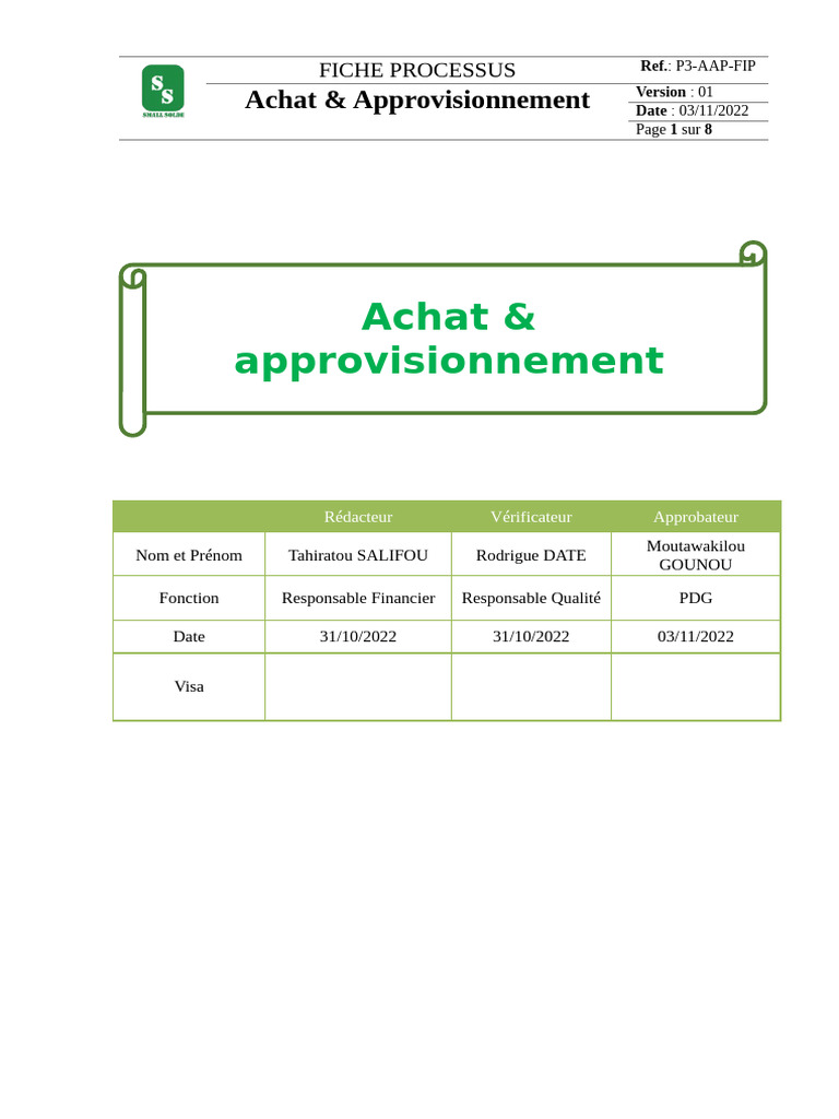 Processus d'Achat et Approvisionnement | PDF | Workflow | Inventaire