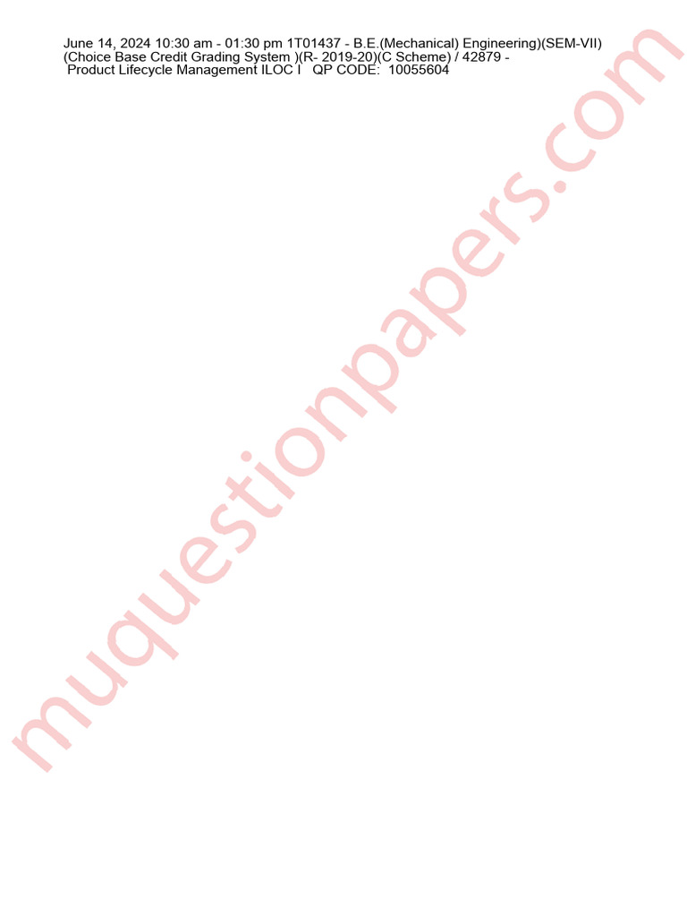 Be Mechanical Engineering Semester 7 2024 May Iloc I Product Lifecycle ...