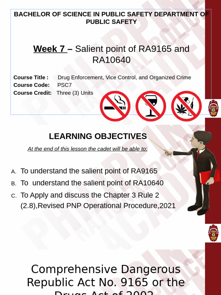 Salient Points of RA9165 and RA10640 | PDF | Search And Seizure | Probation