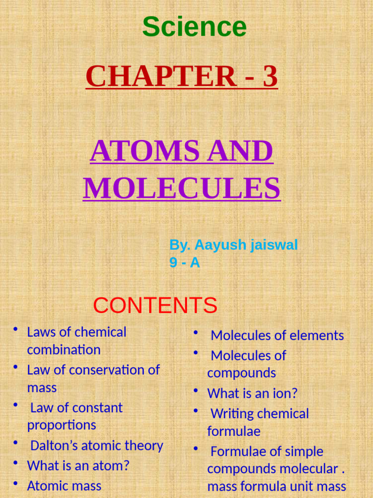 CH 3 Atoms and Molecules 3 | PDF | Molecules | Chemical Elements